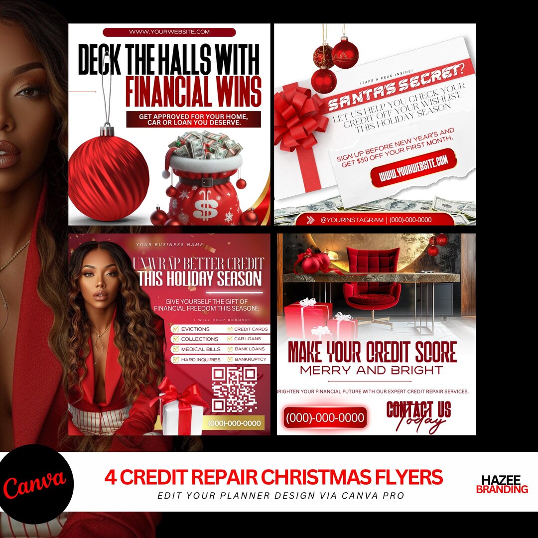 4 Holiday Credit Repair Bundle | Christmas Credit Repair Flyer | Credit ...