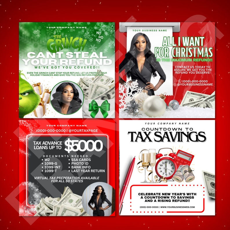 15 Christmas Tax Prep Bundle, Tax Prep, Tax Prep Flyer, Tax Flyer ...