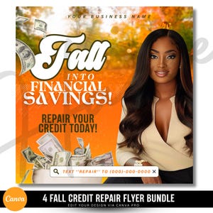 4 Fall Credit Repair Flyers, Credit Restoration Templates, DIY Flyer ...