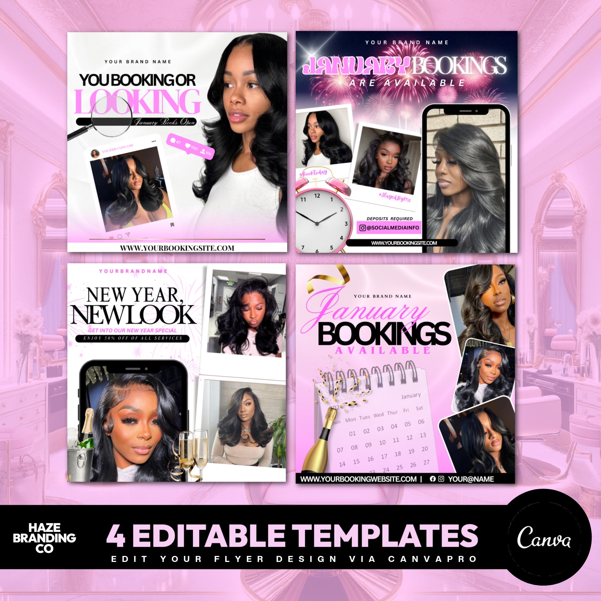 January Hair Flyer, January Flyer, Book Now Flyer, DIY Booking Flyer ...