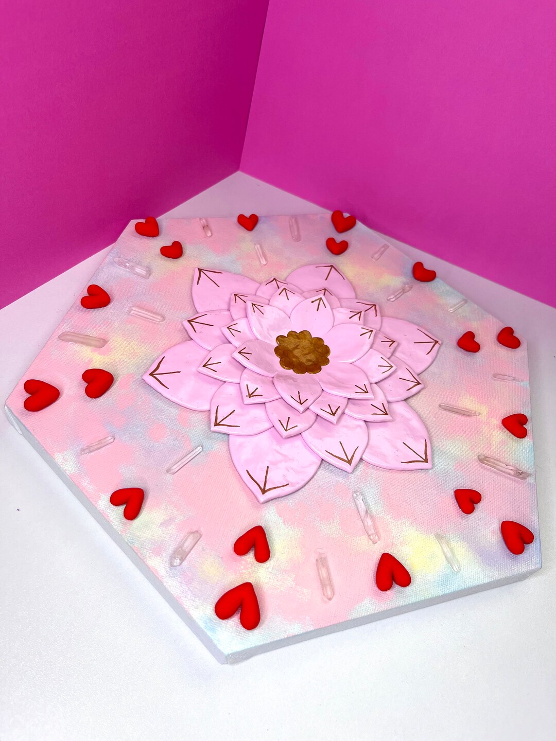 Lotus Clay and Acrylic Painting Sculpture Clay Painting - Etsy