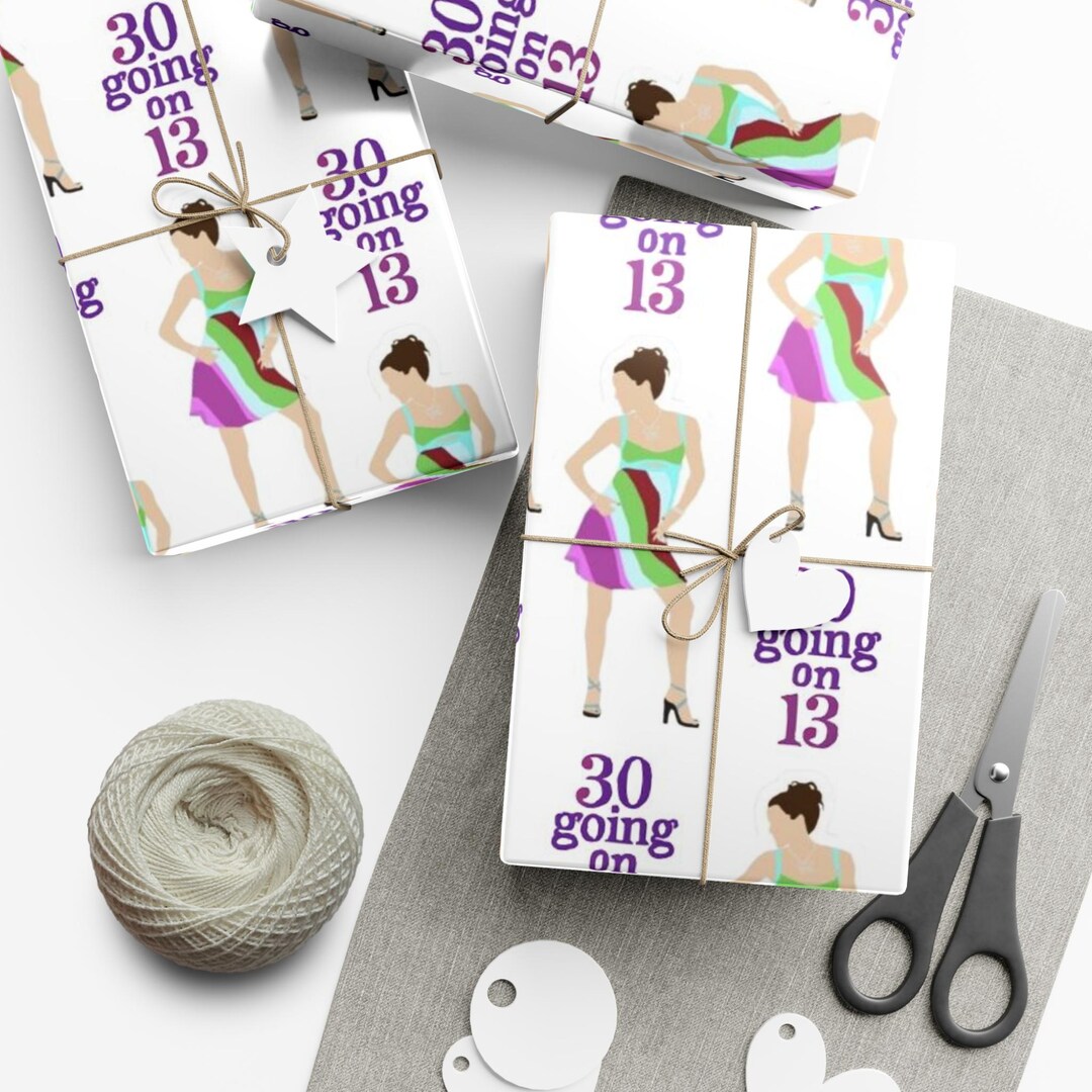 30 Going on 13 Wrapping Paper, Inspired by 13 Going on 30, Retro Dress ...