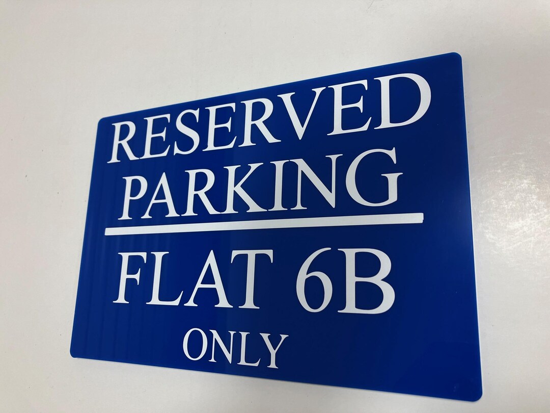 Personalized Blue Acrylic Reserved Parking Sign: Custom Wording - Etsy