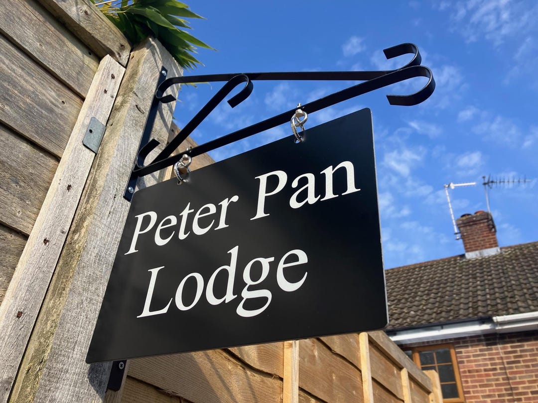 Personalized Hanging House Sign: Double Sided Plaque With Bracket ...