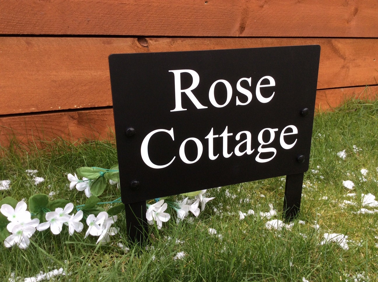 REFLECTIVE PERSONALISED / Custom House Name Sign / Posts / Legs ...