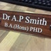 Personalised Dark Wood Effect Desk Name Plate, Custom Sign, Plaque ...