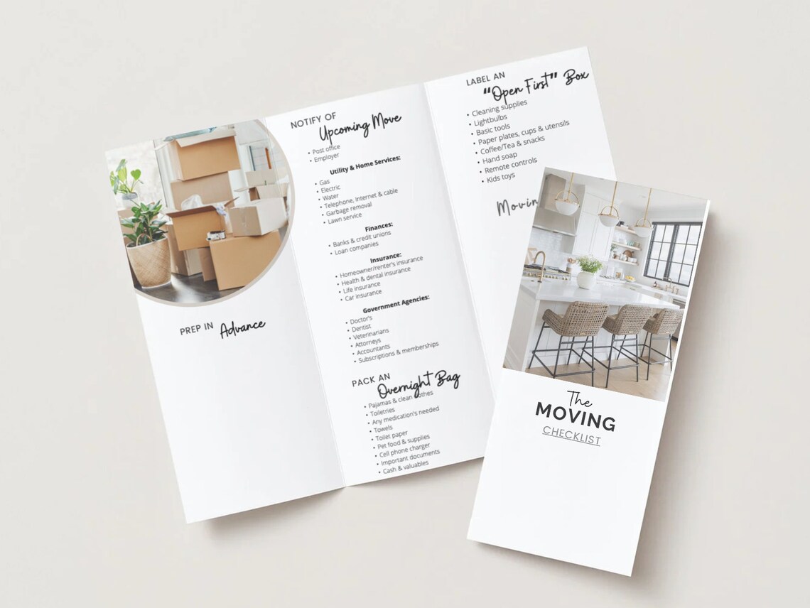 Moving Checklist Brochure - Real Estate Moving Checklist, Realtor ...
