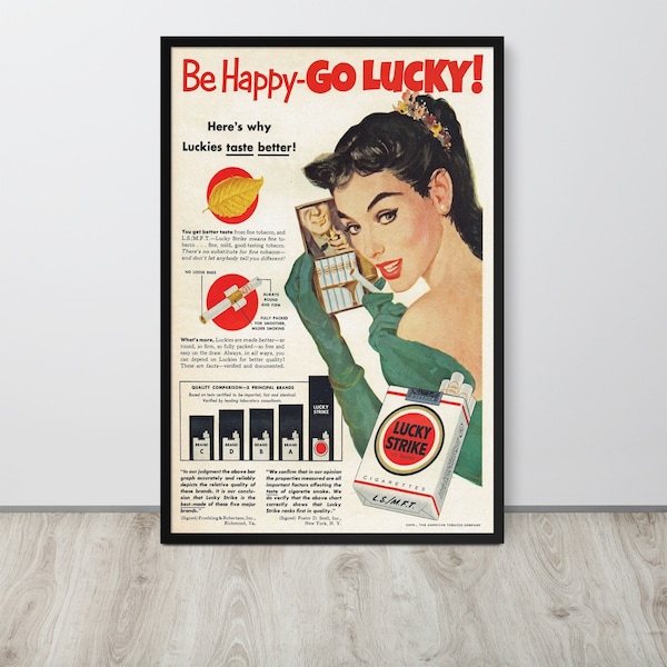Vintage Lucky Strike Poster - Etsy