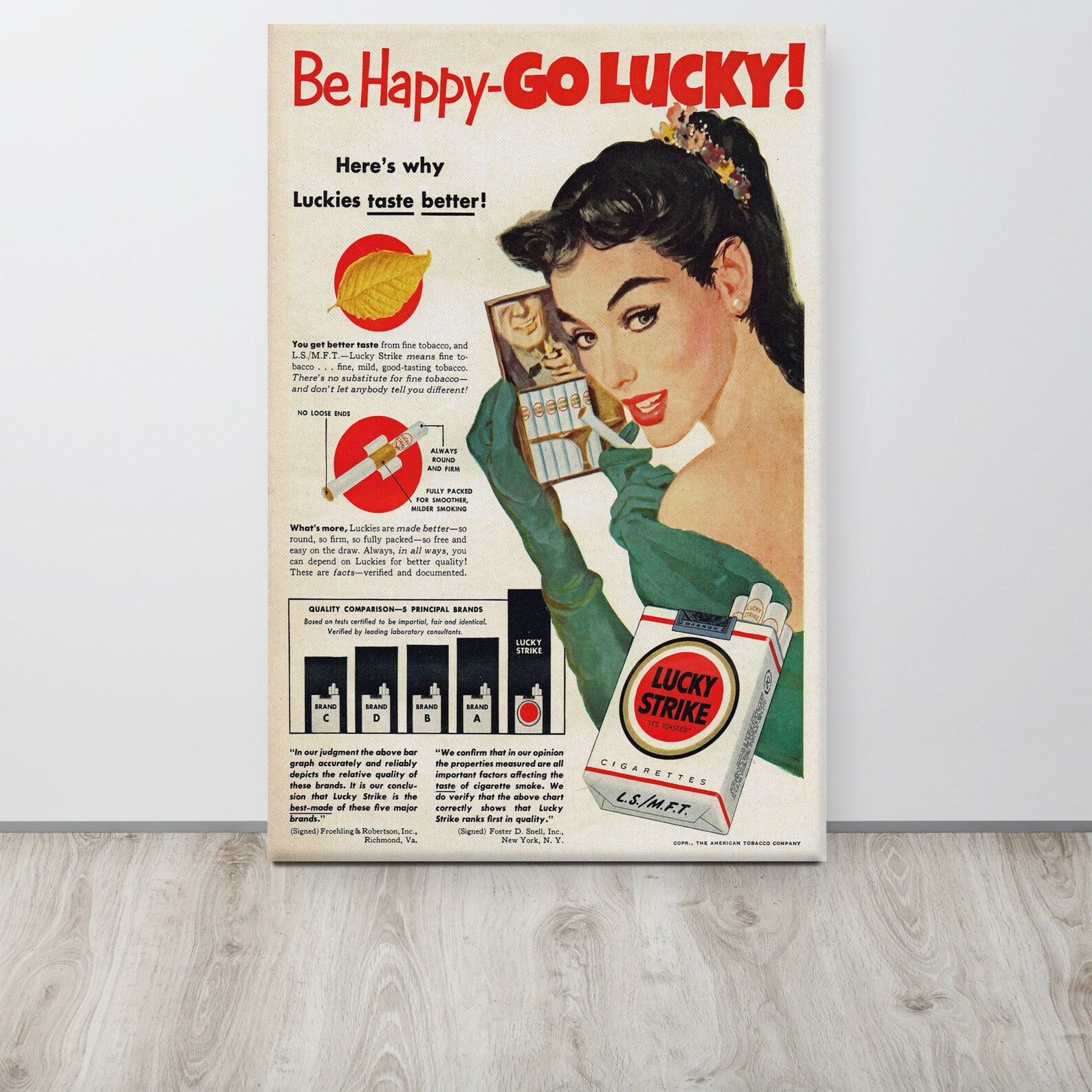 Lucky Strike be Happy Go Lucky Vintage Advertising Poster - Etsy