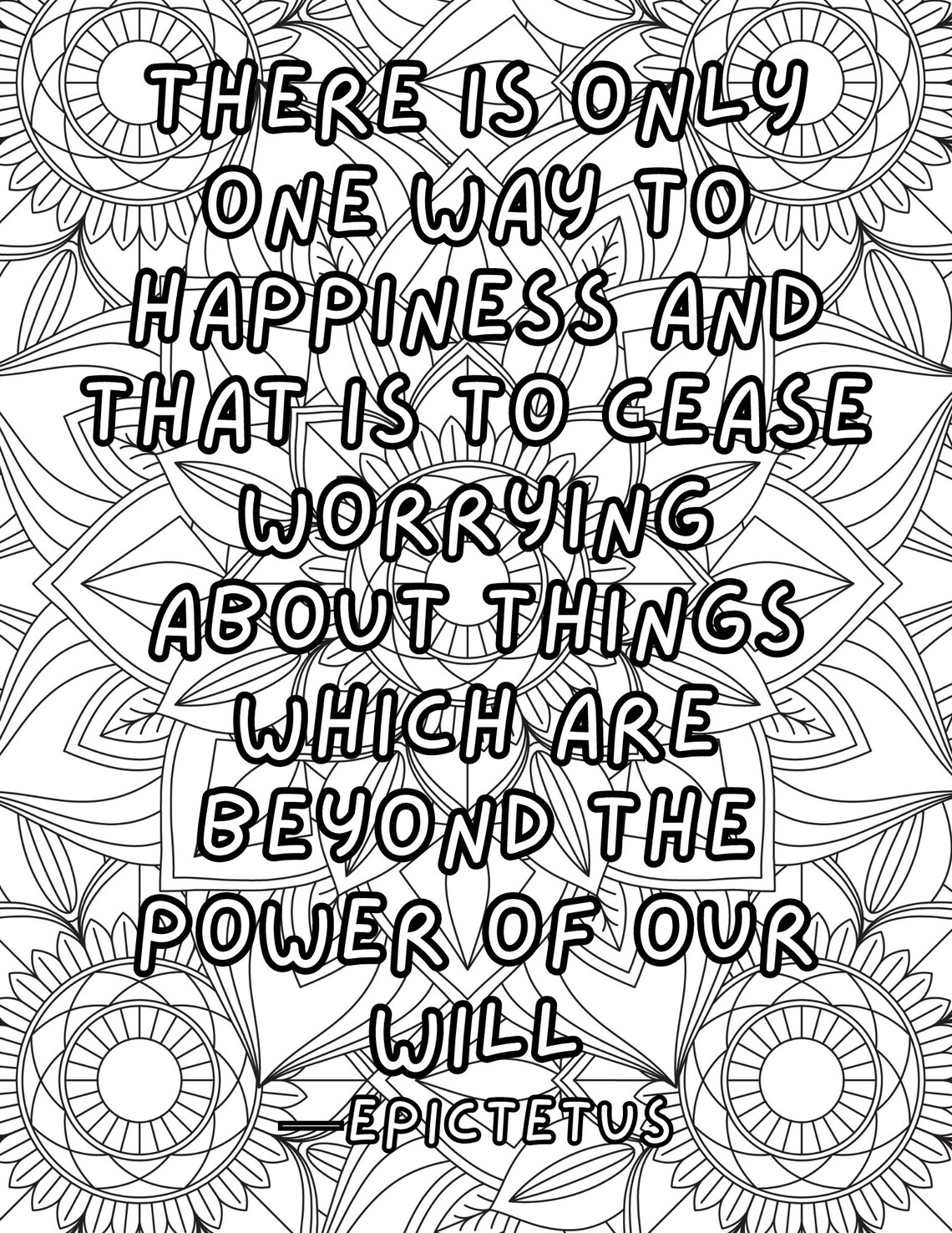25 Printable Coloring Pages of Motivational Quotes on a Mandala Design ...