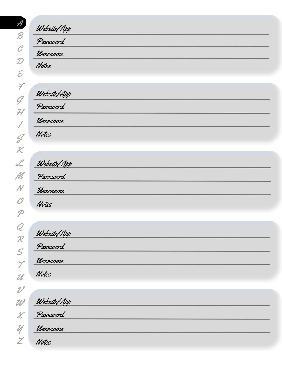 Printable Password Notebook / Internet Address Notebook to Keep Safe ...
