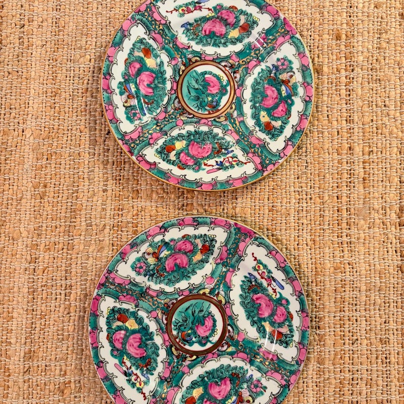 Vintage Pink Rose Plates - Etsy