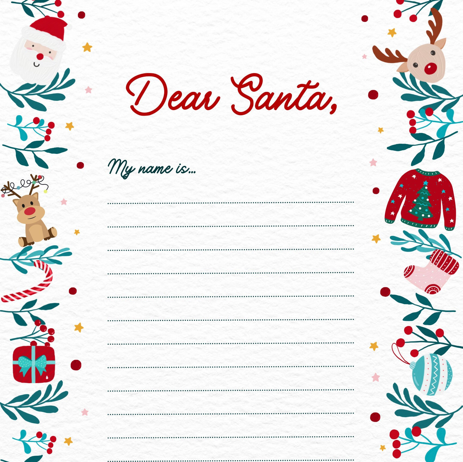 Letter to Santa Digital Download - Etsy