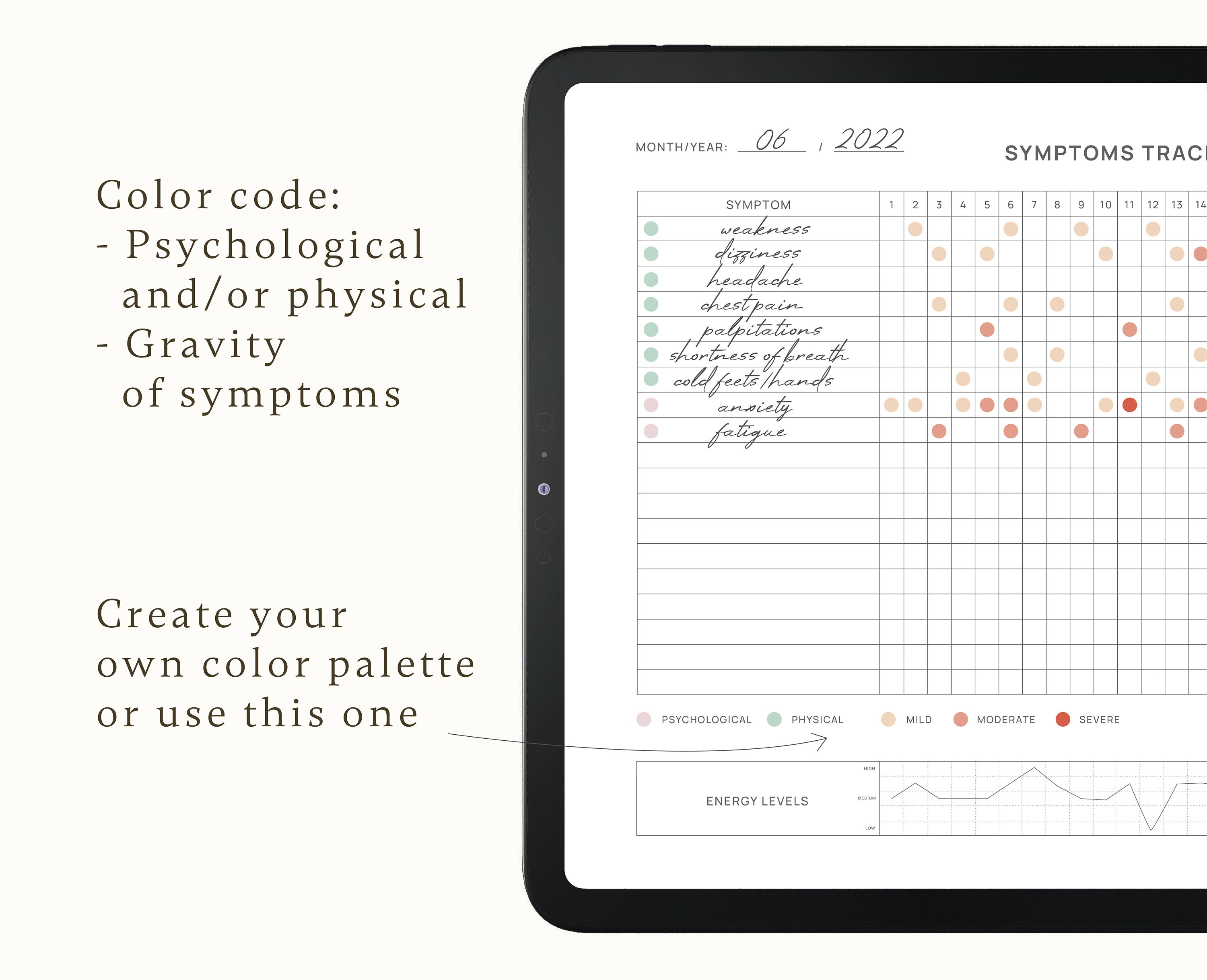 Monthly Symptom Tracker (printable & Digital) / Track Monthly Symptom ...
