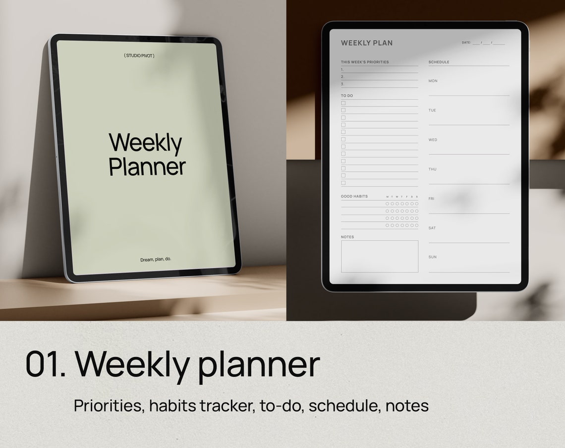 Daily Weekly & Monthly Planners / 3 Digital Planners for - Etsy