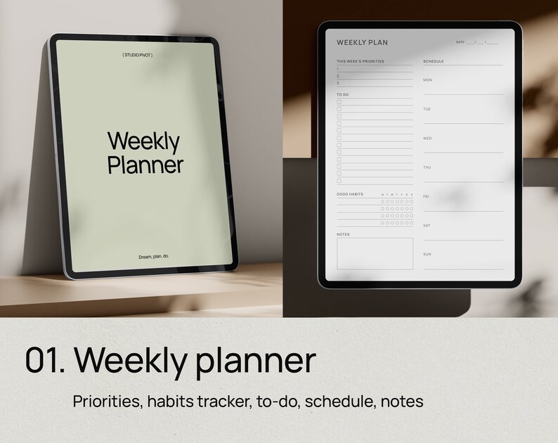 Daily Weekly & Monthly Planners / 3 Digital Planners for - Etsy