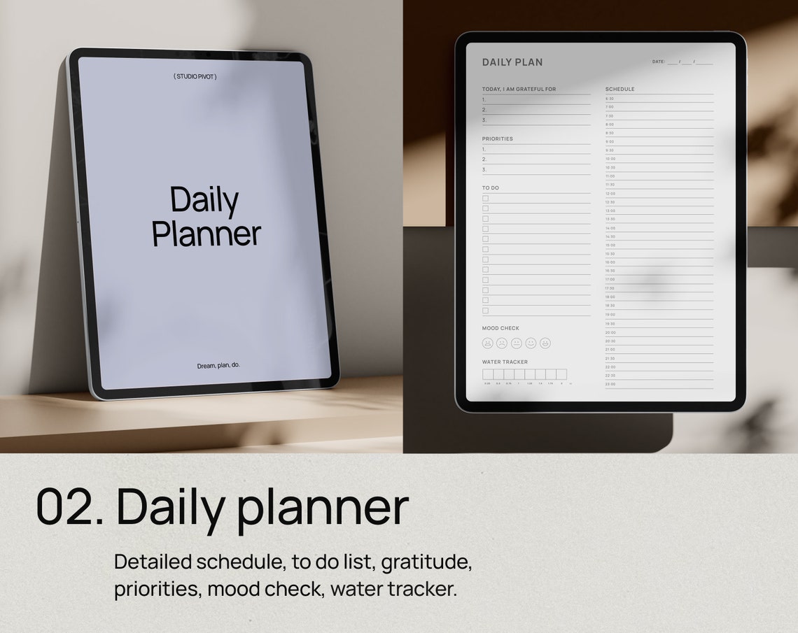 Daily Weekly & Monthly Planners / 3 Digital Planners for - Etsy