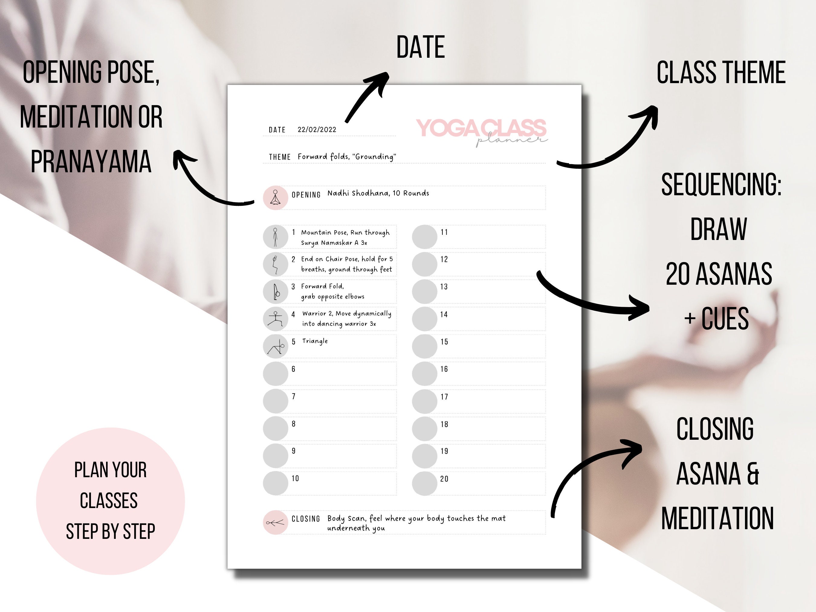 YOGA CLASS PLANNER Printable Fillable Yoga Sequencing - Etsy Canada