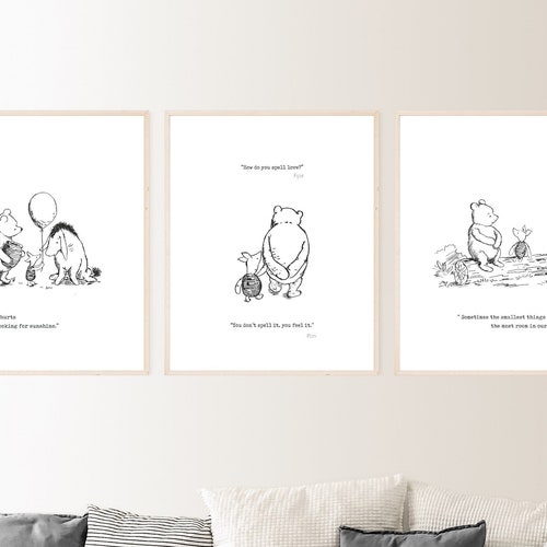 Classic Winnie the Pooh Nursery Print Neutral Bedroom Wall - Etsy