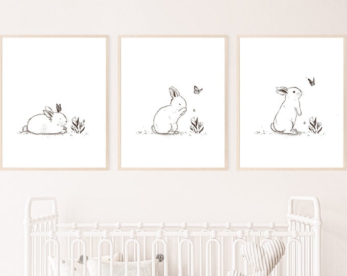 Bunny Nursery Print, Bunnies Wall Art, Bunny Wall Decor, Bunny Nursery ...