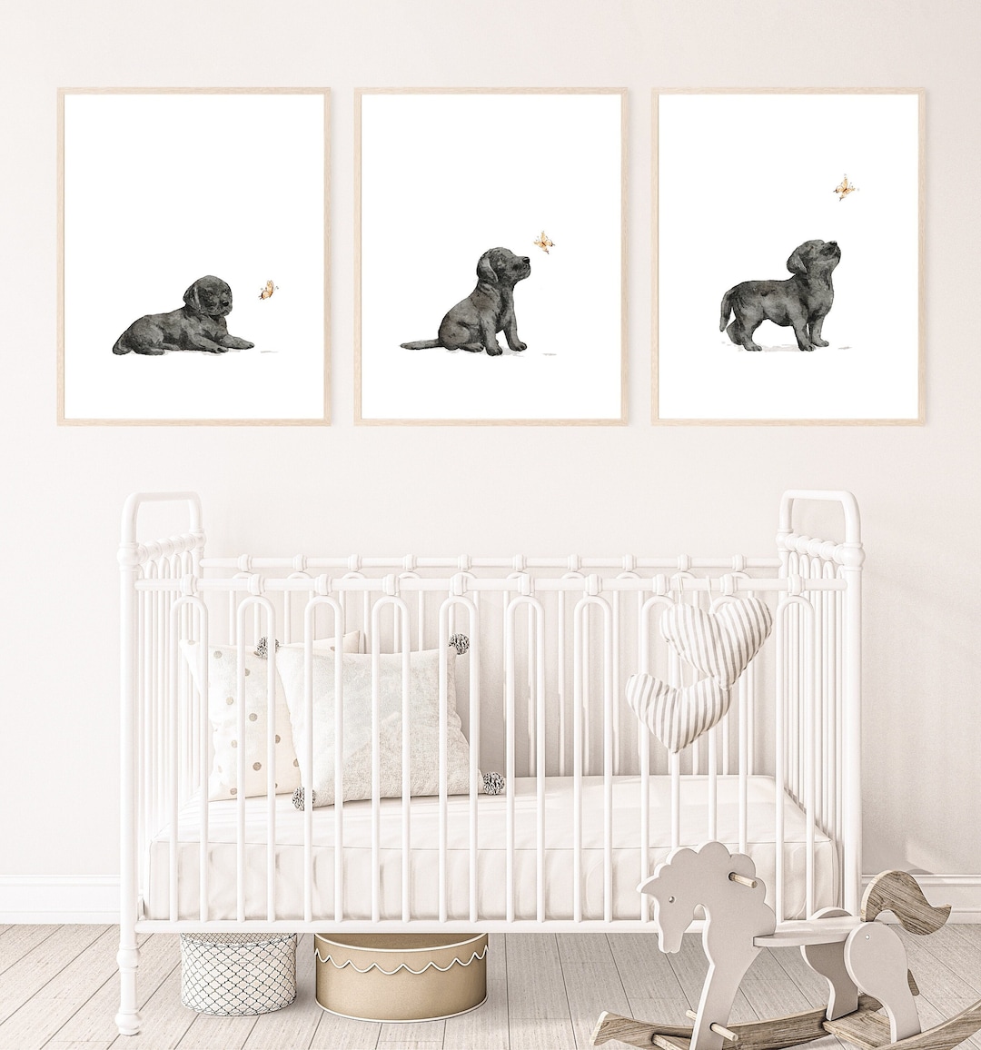 Black Labrador Puppy Nursery Print, Whimsical Dog Art (digital Download ...