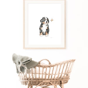 Bernese Mountain Dog Print, Puppy Nursery Print, Dog Wall Art, Kid Room Wall Art, Printable Wall ...