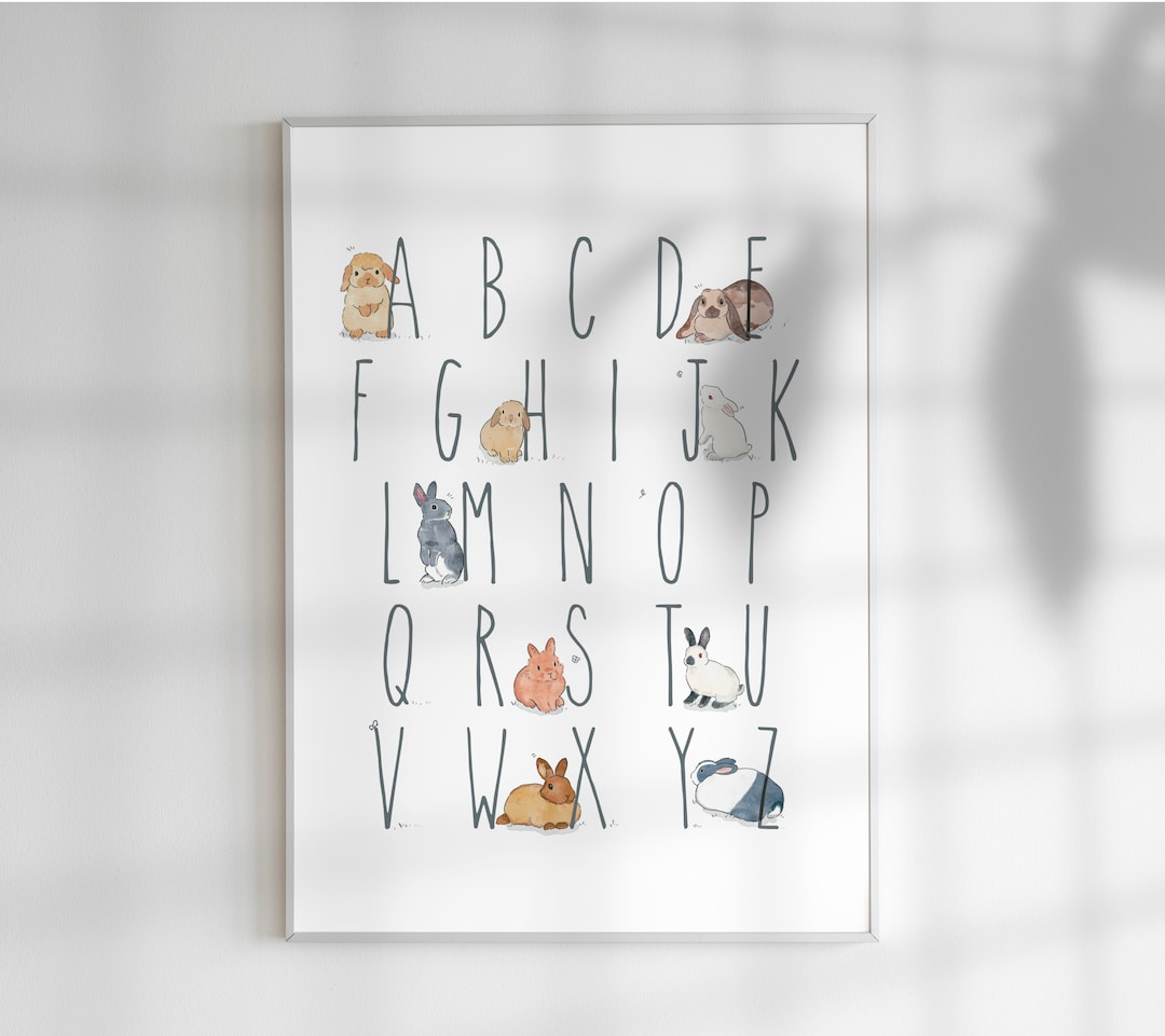 Bunny Alphabet Nursery Poster, Rabbit ABC Print (digital Download) - Etsy