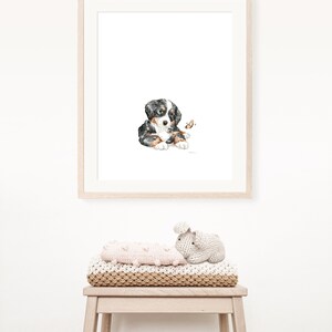 Bernese Mountain Dog Print, Puppy Nursery Print, Dog Wall Art, Kid Room Wall Art, Printable Wall ...