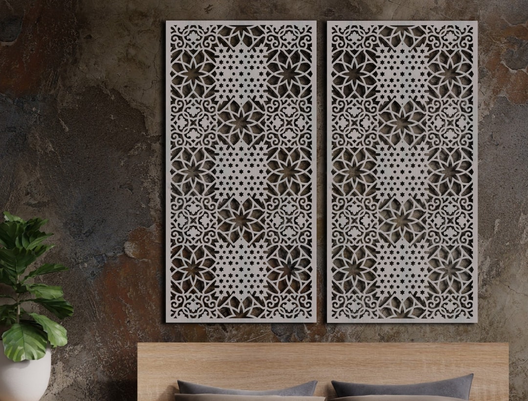 Wood Moroccan Style Wall Panels, Wood Home Decor, Arabic Wall Art, Wood ...