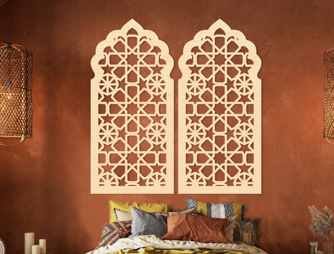A Beautiful Wooden Wall Panel With a Mashrabiya Pattern Embedded in a ...