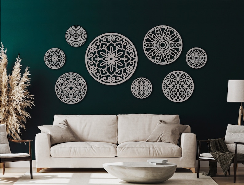 Mandala Wall Art Set Wall Decor Set Living Room Decor Wood - Etsy