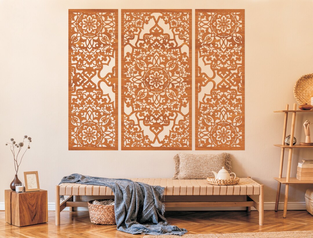 Beautiful Large Openwork Triple Panel in Moroccan Style, Triptych Wall ...