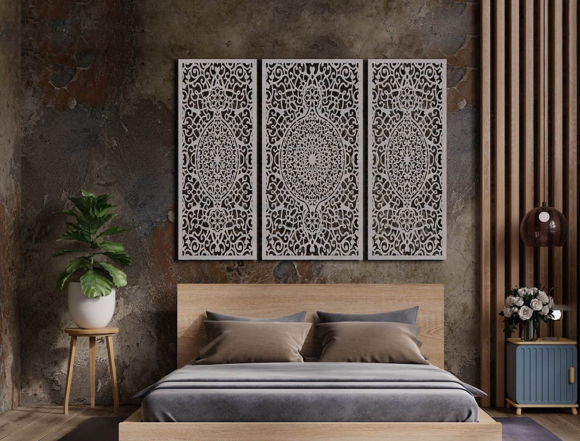 Triptych Wall Art Moroccan Panel Wall Hanging Home Décor - Etsy