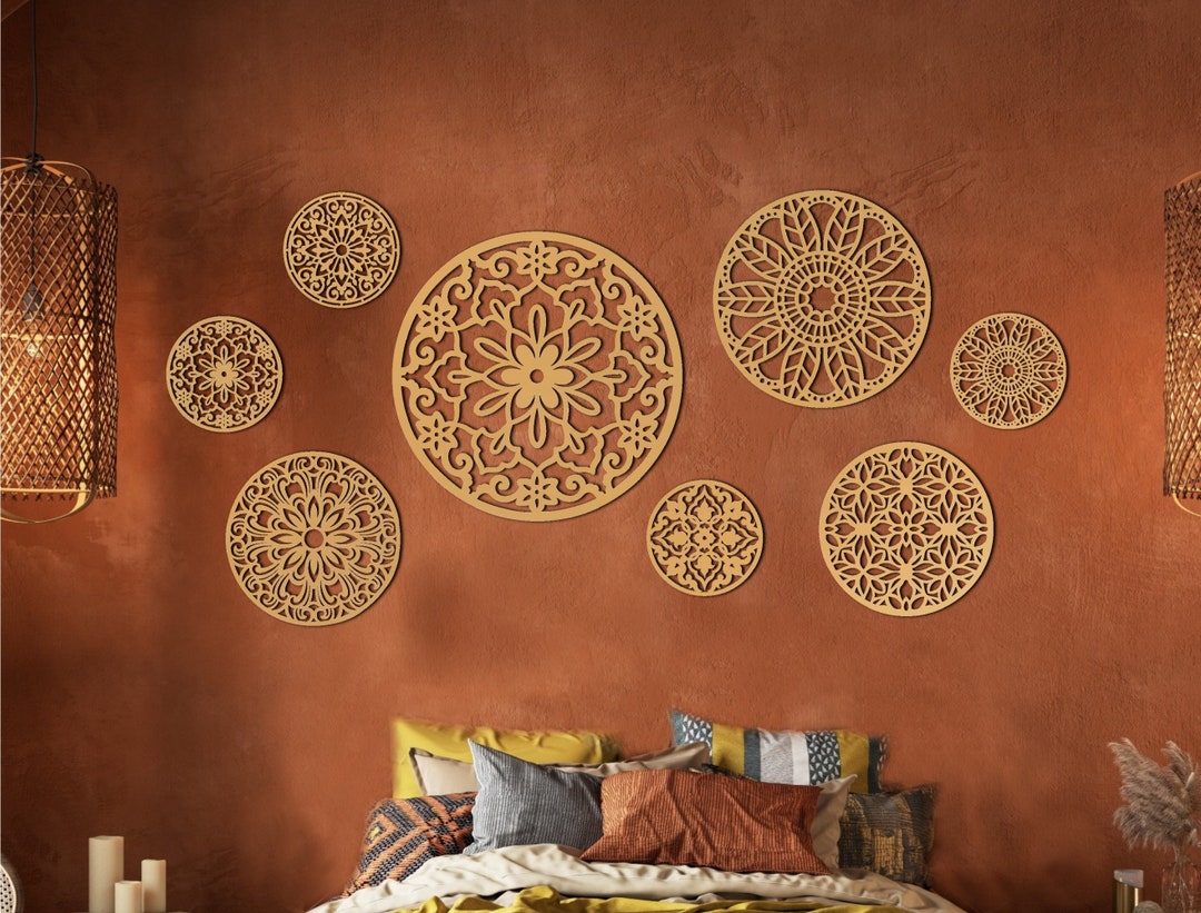 Mandala, Wall Art Set, Wall Decor Set, Living Room Decor, Wood Décor ...