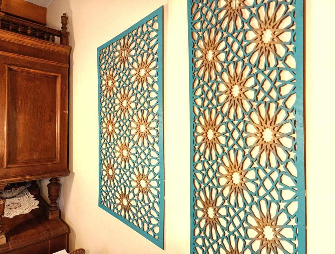 Geometric Wood Wall Art, Panels Set of 3, Geometric Wooden Artwork ...