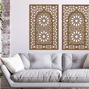 Arabic Window, Moroccan Panel, Wooden Wall Art, Set of 3, Boho Home ...