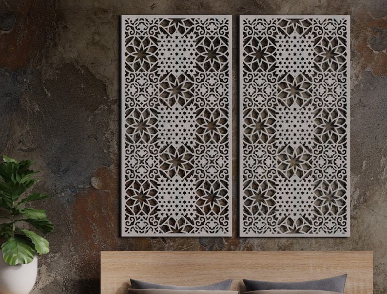 Moroccan Style Wall Panels, Wood Home Decor, Arabic Wall Art, Wood Tile ...