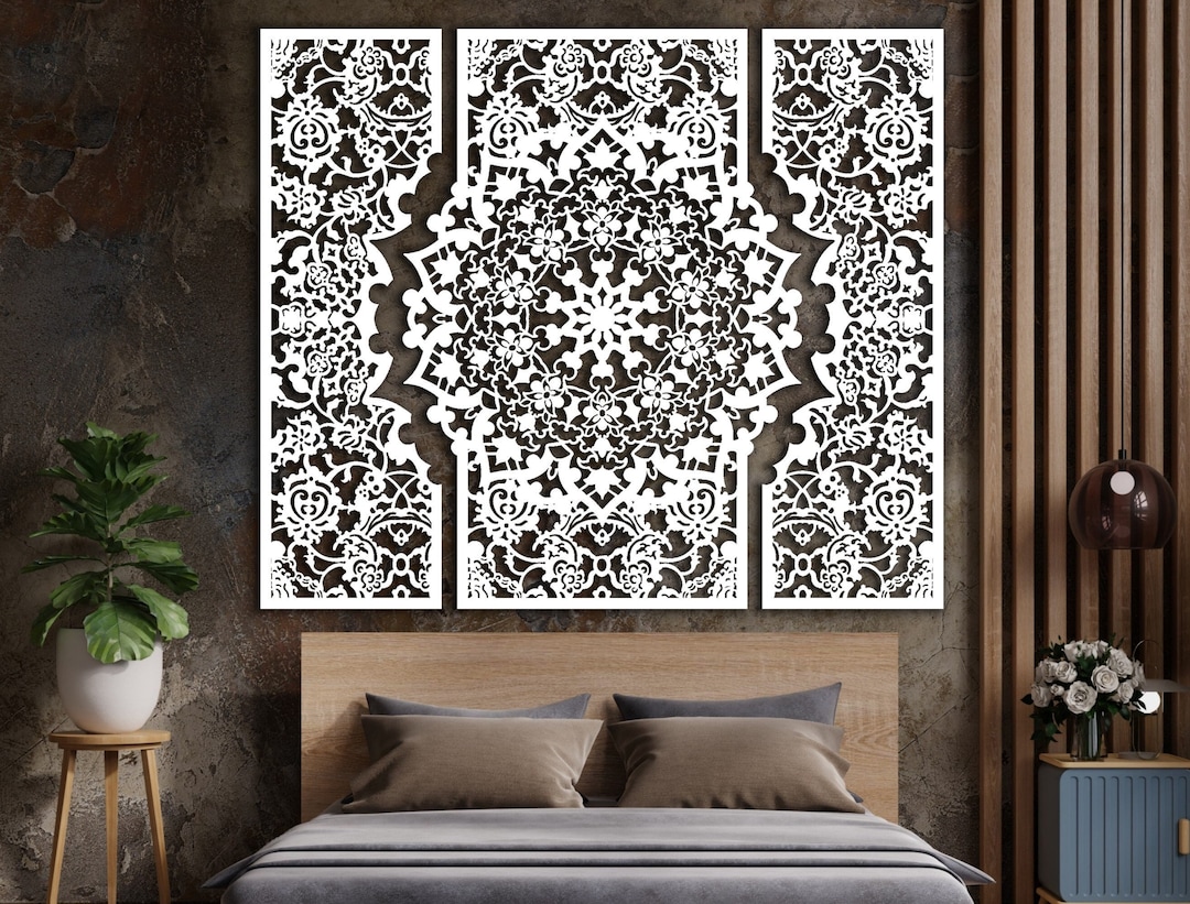 Triptych Moroccan Style Wall Panels, Moroccan Home Decor, Moucharabieh ...