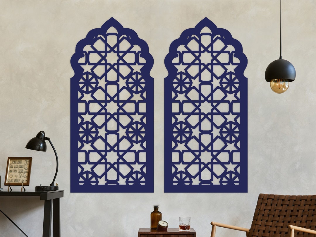 A Beautiful Wooden Wall Panel With a Mashrabiya Pattern Embedded in a ...