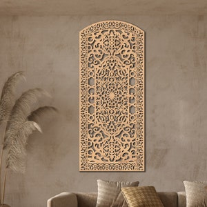 Wood Home Decor, Arabic Wall Art, Islamic Gift, Moroccan Lattice Panel ...
