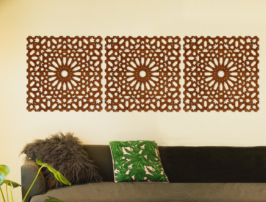 Square Decorative Wood Panel, Geometric Wood Wall Art Décor Set ...