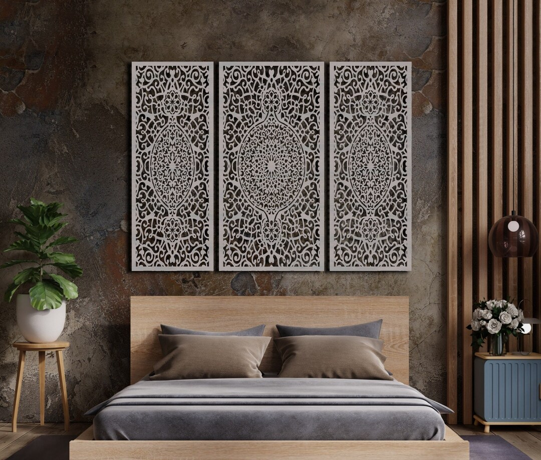 Triptych Wall Art, Moroccan Panel, Wall Hanging, Home Décor, Arabic Decor, Moroccan Art Work ...