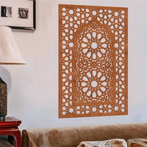 Arabic Window, Moroccan Panel, Wooden Wall Art, Set of 3, Boho Home ...