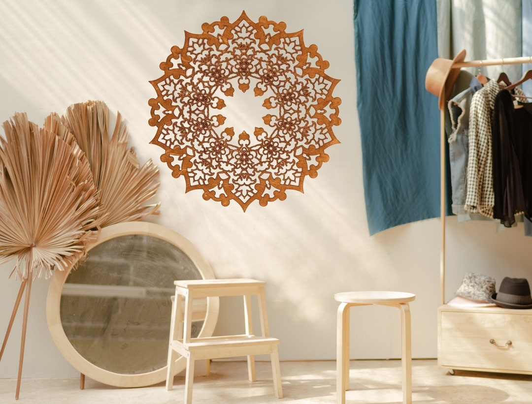 Wooden Mandala Art, Boho Home Décor, Large Wood Mandala Décor, Living ...