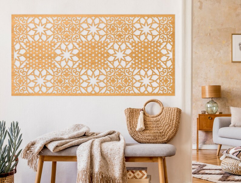 Moroccan Style Wall Panels, Wood Home Decor, Arabic Wall Art, Wood Tile ...