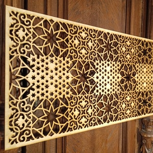 Moroccan Style Wall Panels, Wood Home Decor, Arabic Wall Art, Wood Tile ...