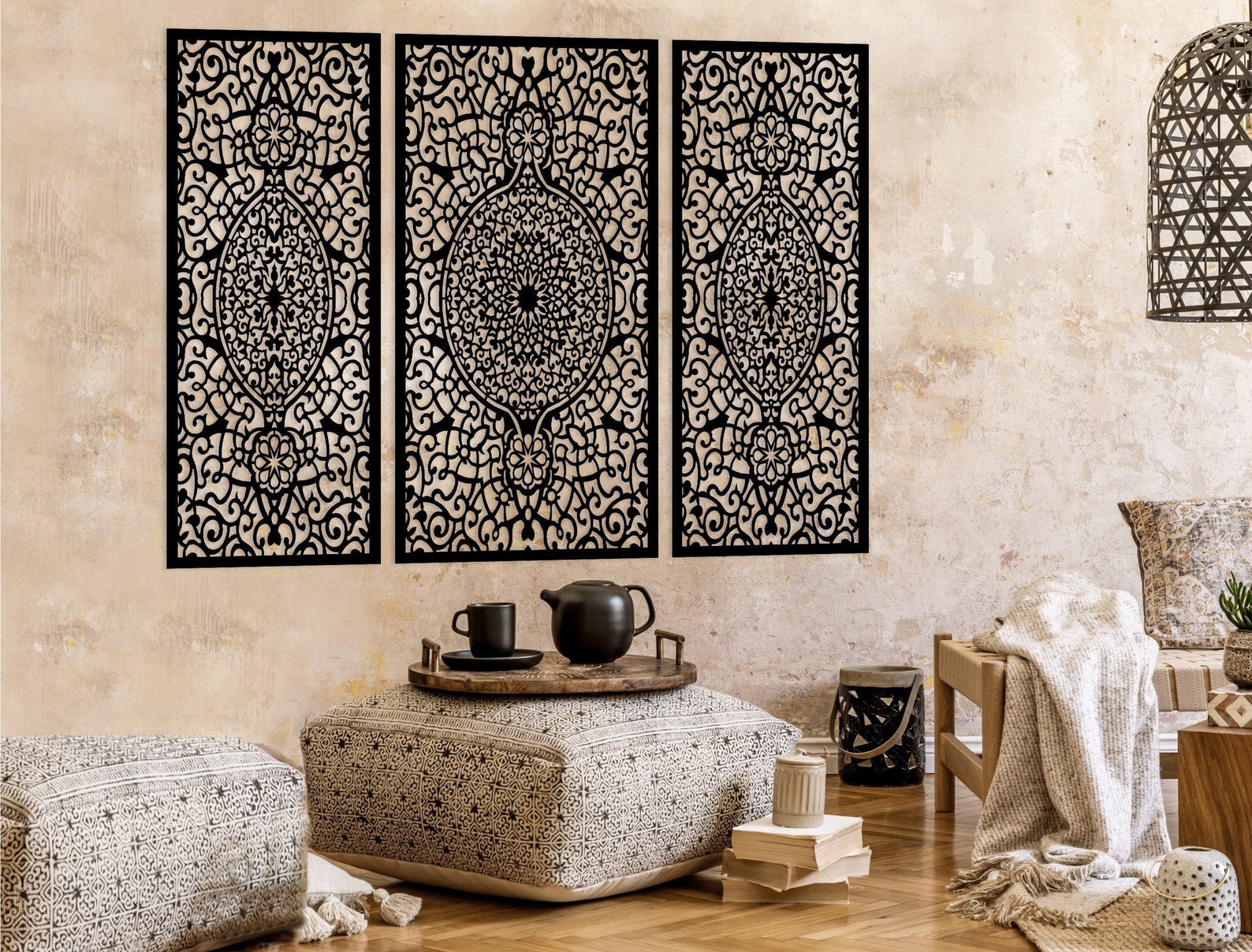 Triptych Wall Art Moroccan Panel Wall Hanging Home Décor - Etsy