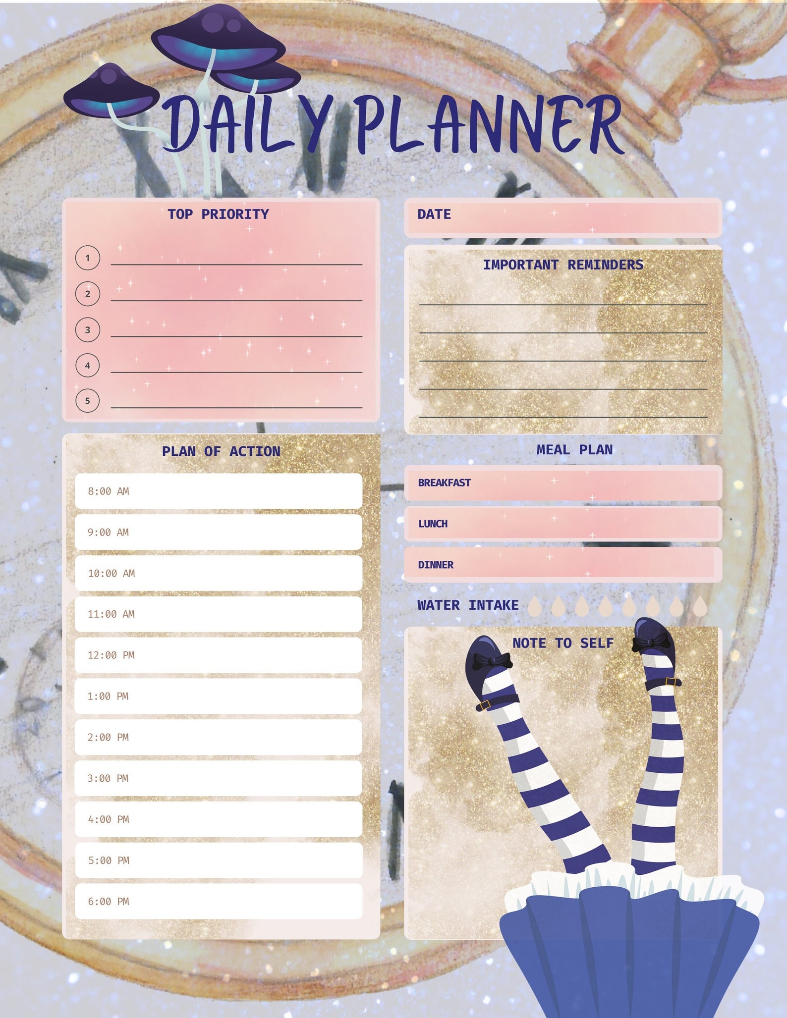 Daily Planner Digital PDF (alice in Wonderland) - Etsy