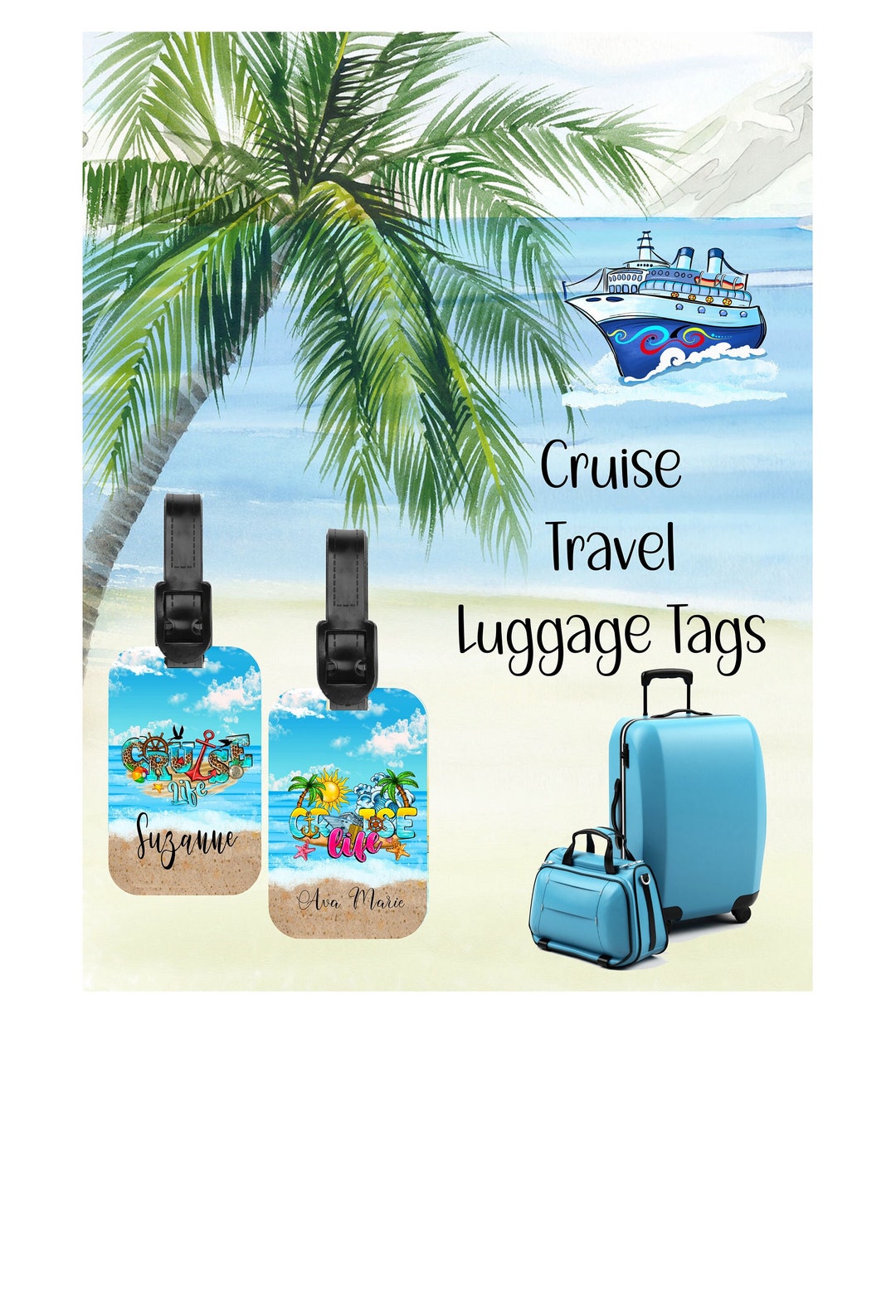 Cruise Life Cruise Travel Luggage Tags, Set of 2, Vacation Luggage Tags, Luggage Markers, Family ...