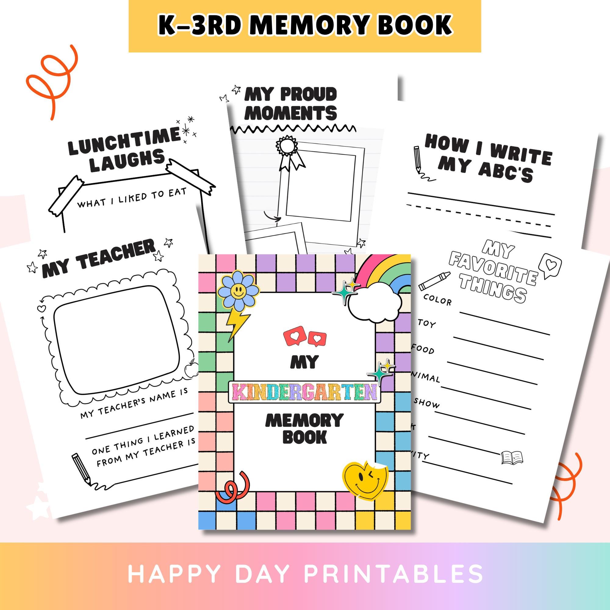 K-3rd Grade Memory Book – Printable School Keepsake (digital Download ...